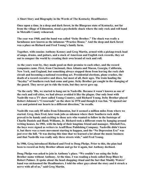 A Short Story and Biography in the Words of The Kentucky ...