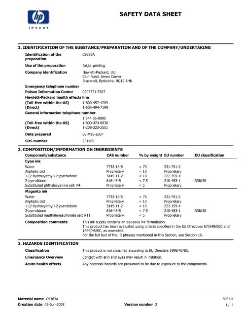 SAFETY DATA SHEET - Office 365