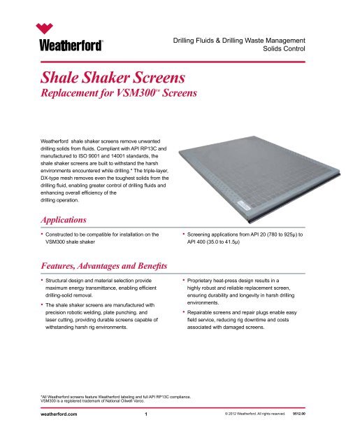 Shale Shaker Screens