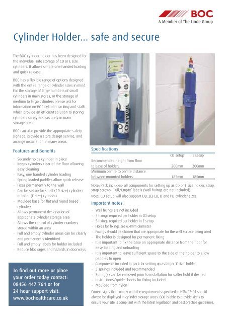 Download cylinder holder factsheet - BOC Healthcare