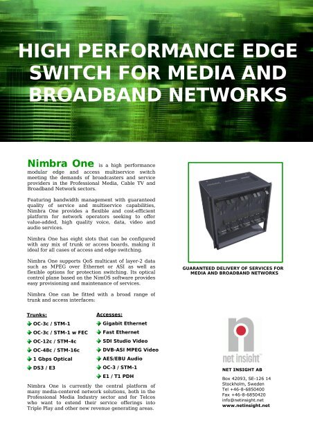 Nimbra One - Net Insight