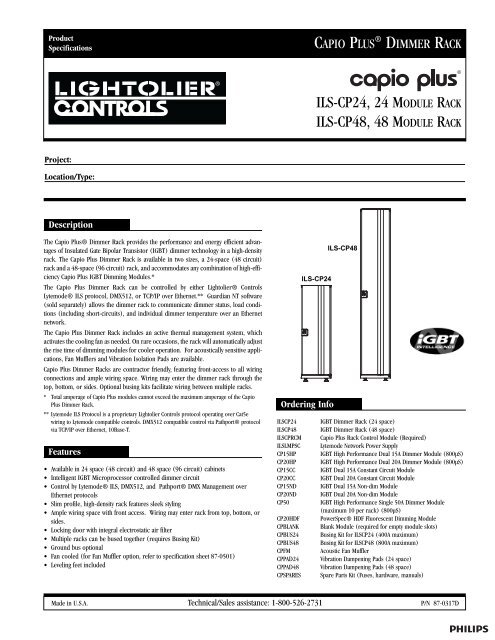 ils-cp24, 24 module rack ils-cp48, 48 module rack - Philips Lighting ...