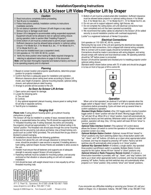 SL & SLX Scissor Lift Video Projector Lift by Draper - Projector Zone