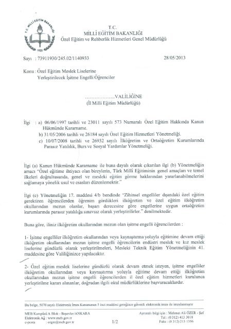 Yazı Örneği ve Ekleri - Erenler İlçe Milli Eğitim Müdürlüğü