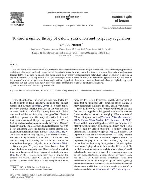 Toward a unified theory of caloric restriction and longevity regulation