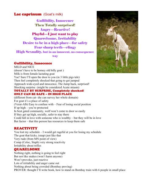 Lac caprinum - Lori Foley, Homeopathy, Minneapolis MN