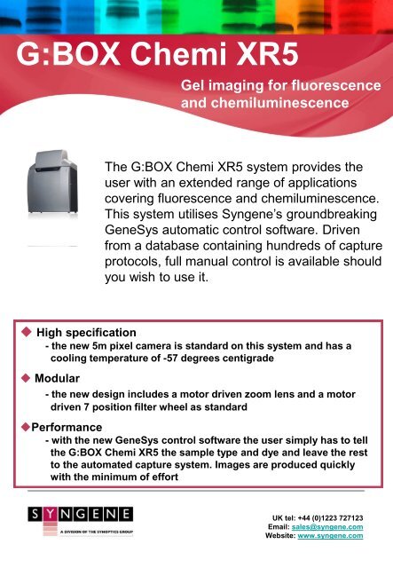 G:BOX Chemi XR5 - Syngene