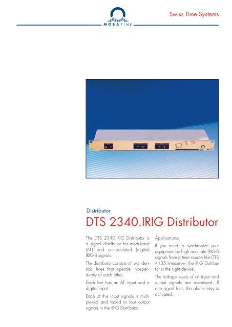DTS 2340.IRIG Distributor - MOBATIME Swiss Time Systems