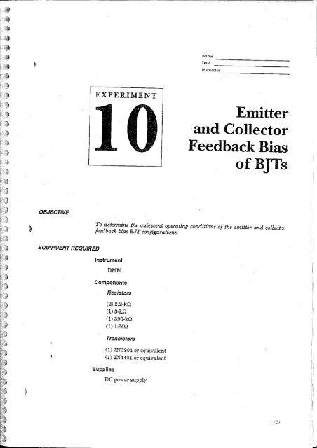 Emitter and Collector Feedback Bias of BJT