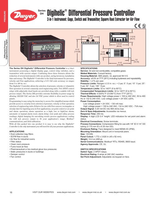 Dwyer Series DH Digihelic Differential Pressure ... - Solutions Direct