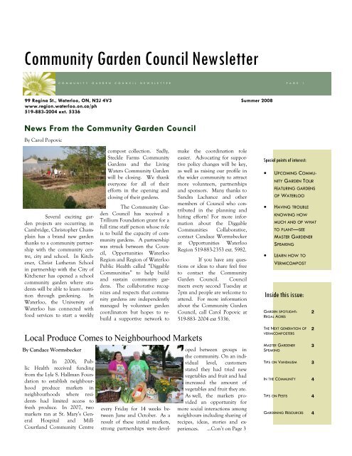 Community Garden Council Newsletter - IEEE University of Waterloo