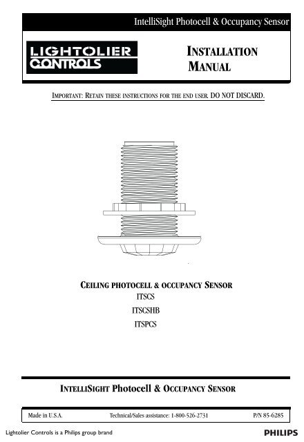 INSTALLATION MANUAL - Philips Lighting Controls