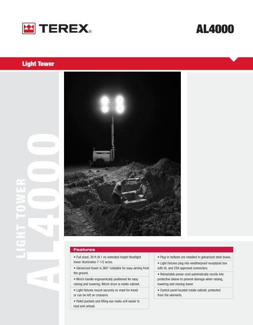 Terex Al4000 Light Tower Specs | Shelly Lighting