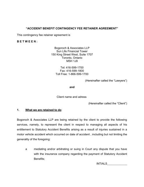 Contingency Fee Agreement - Bogoroch & Associates