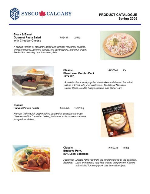 PRODUCT CATALOGUE Spring 2005 - Sysco Canada