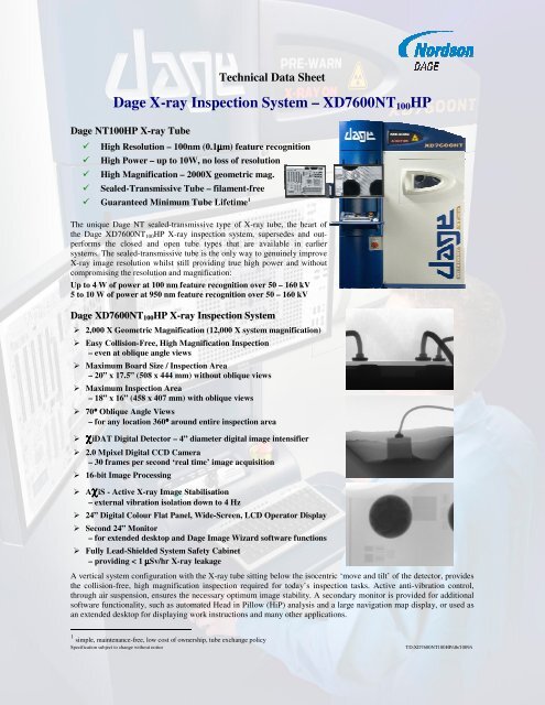 Dage X-ray Inspection System â XD7600NT100HP