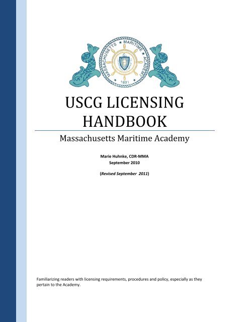 USCG LICENSING HANDBOOK - Massachusetts Maritime Academy
