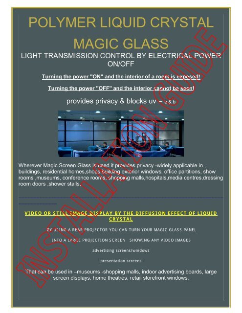 magic glass installation manual - Bloom Lighting Group