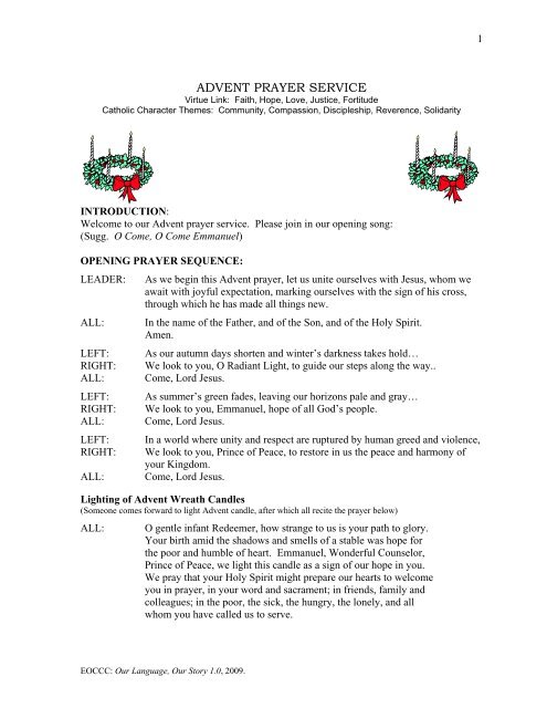 Adult Advent Prayer Service Our Language Our Story