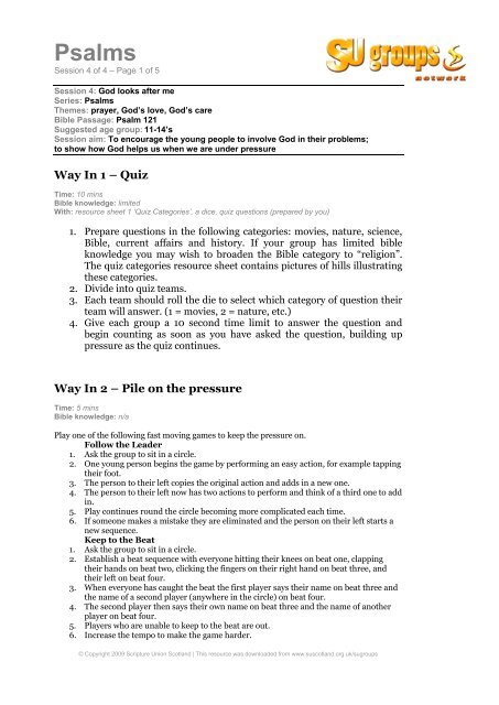Session Four - The Psalms - Scripture Union Scotland