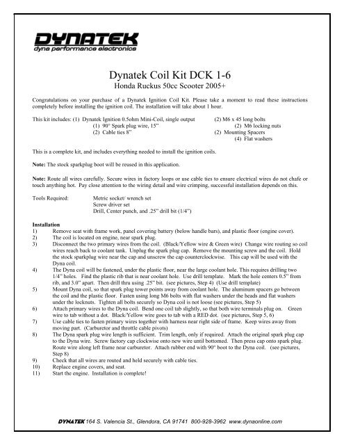 Dynatek Coil Kit DCK 1-6