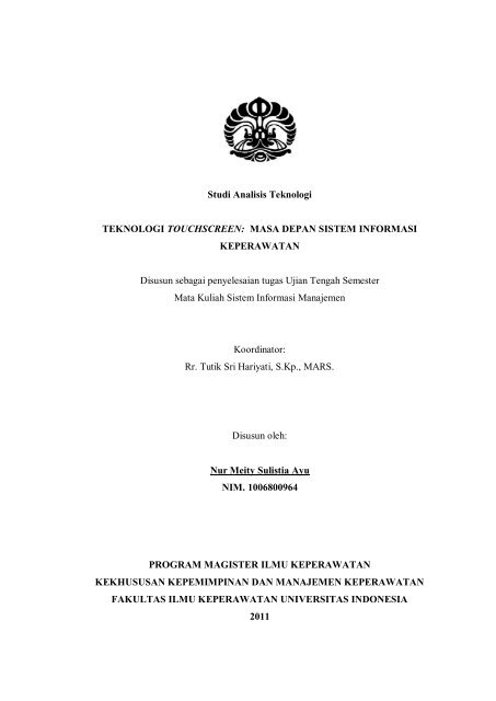 UTS Sim Meity.pdf - FIK UI - Universitas Indonesia