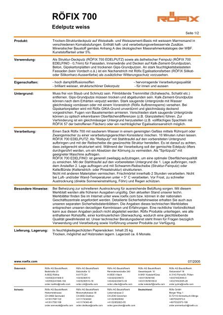 Röfix 700 - Cementwaren Kobler GmbH