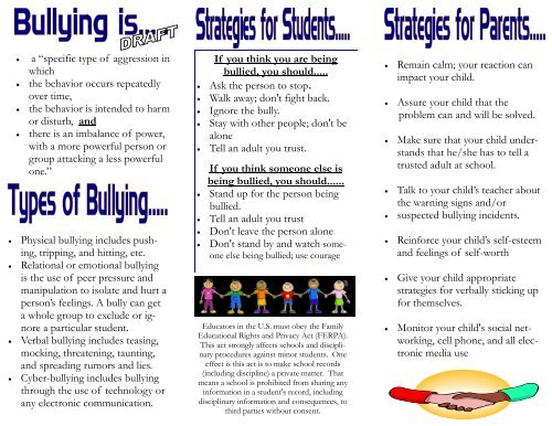 Elementary Bullying parental brochure - Framingham Public Schools