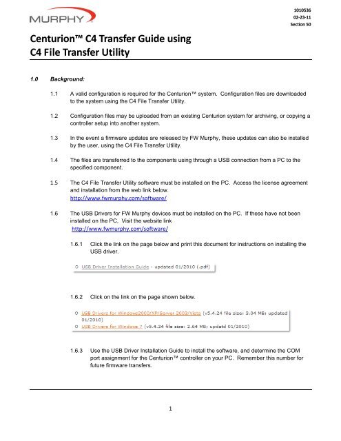 Centurionâ ¢ C4 Transfer Guide using C4 File Transfer Utility - Murphy