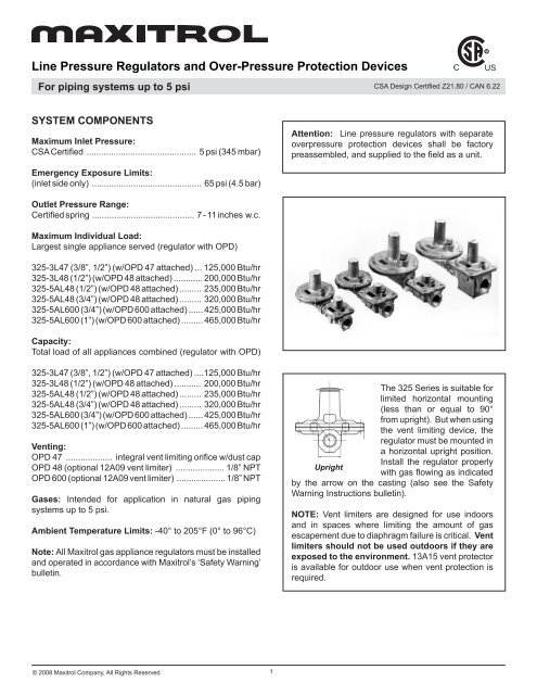 Line Pressure Regulators and Over-Pressure Protection Devices