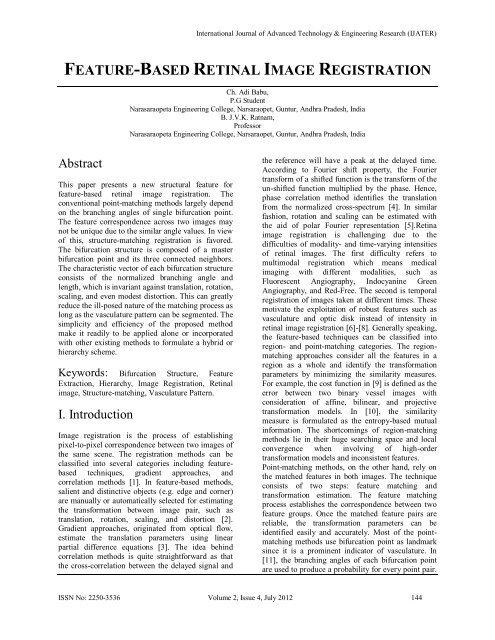 FEATURE-BASED RETINAL IMAGE REGISTRATION - ijater