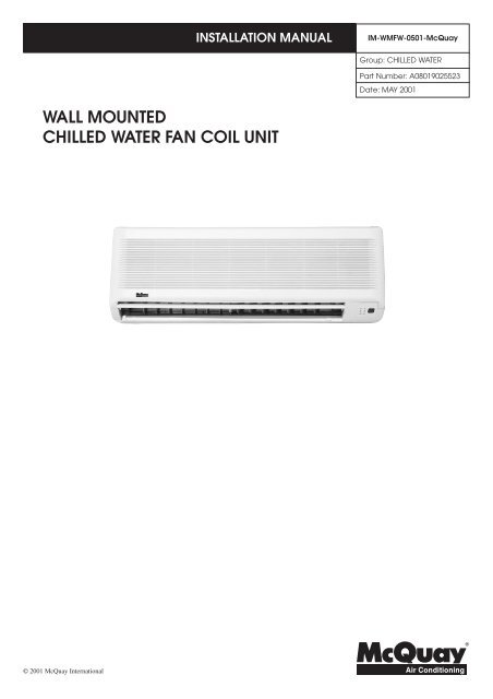 wall mounted chilled water fan coil unit installation manual