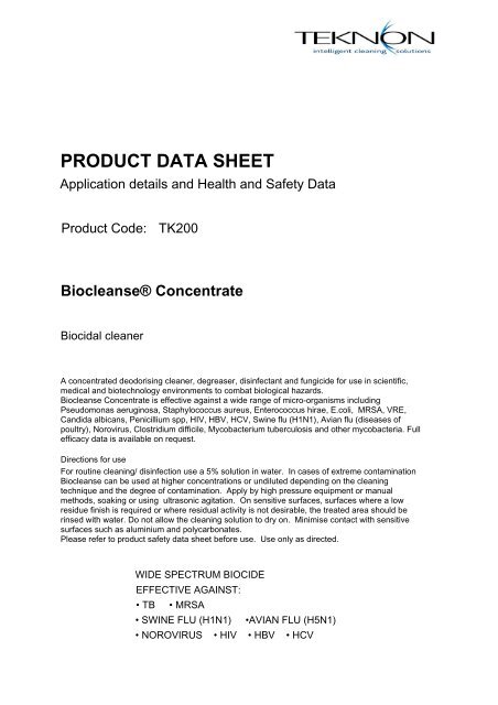 BiocleanseÂ® Concentrate - Teknon