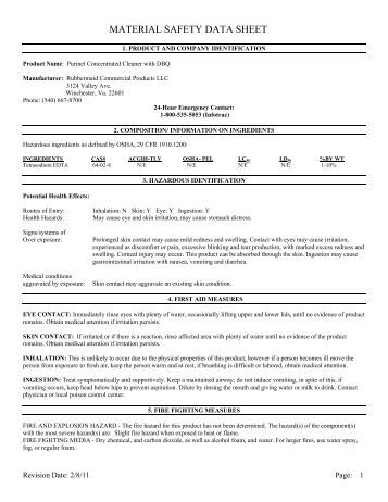 Hydraulic Oil MSDS Sheet - A-Dec