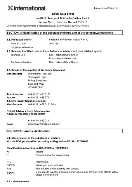 International Paint Ltd. Safety Data Sheet AAG135 Intergard 345 ...