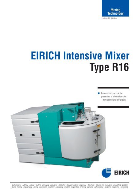Type R16 EIRICH Intensive Mixer