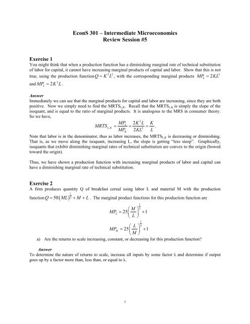 EconS 301 â Intermediate Microeconomics Review Session #5 EconS 301 â Intermediate Microeconomics Review Session #5