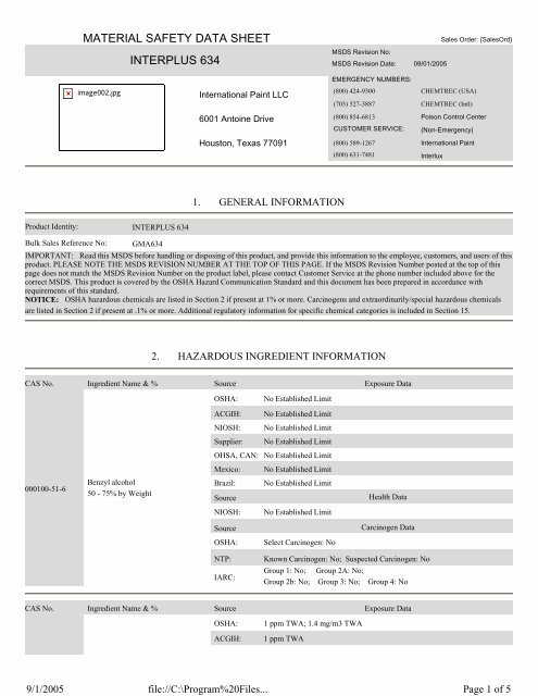 material safety data sheet interplus 634 - datasheets.intern...