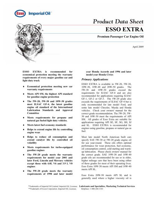 ESSO EXTRA ESSO EXTRA - Imperial Oil