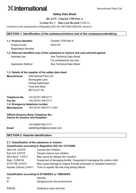 International Paint Ltd. Safety Data Sheet HCA179 Chartek 1709 ...