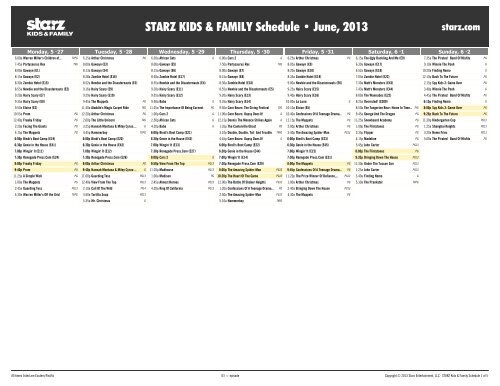 STARZ KIDS & FAMILY Schedule - June, 2013