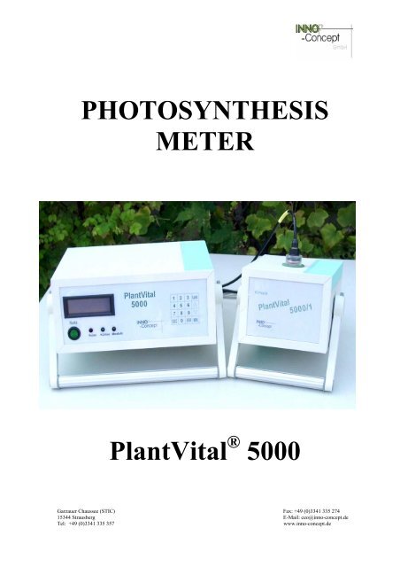PHOTOSYNTHESIS METER PlantVital 5000 - INNO-Concept GmbH