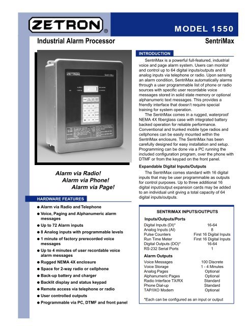 MODEL 1550 Industrial Alarm Processor SentriMax