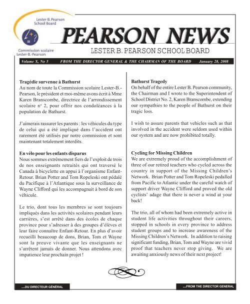 PEARSON NEWS - Lester B. Pearson School Board