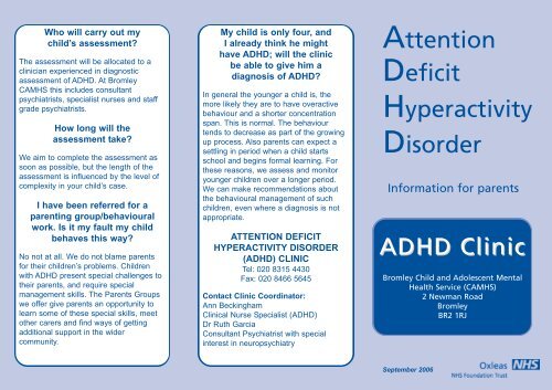 ADHD Information Leaflet For Parents ADHD Information Leaflet For Parents