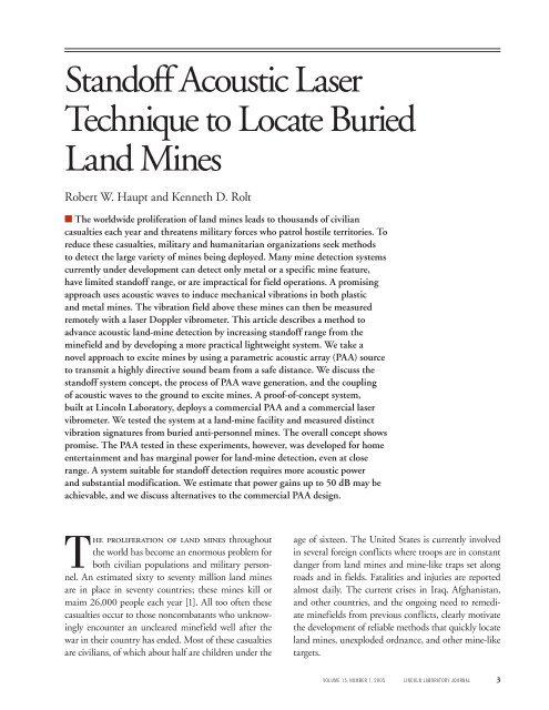 Standoff Acoustic Laser Technique to Locate Buried Land Mines