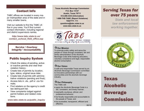 TABC Working With Local Law Enforcement - Texas Alcoholic ...