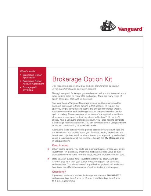 Vanguard Option Application and Agreement
