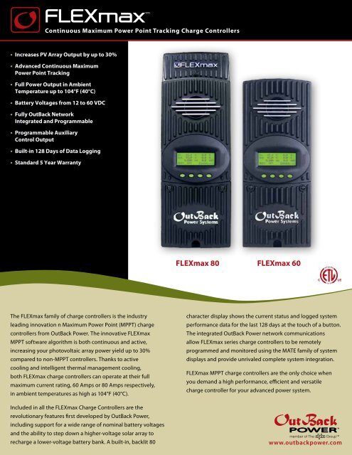 FLEXmax 60/80 Spec Sheet - English - OutBack Power Technologies