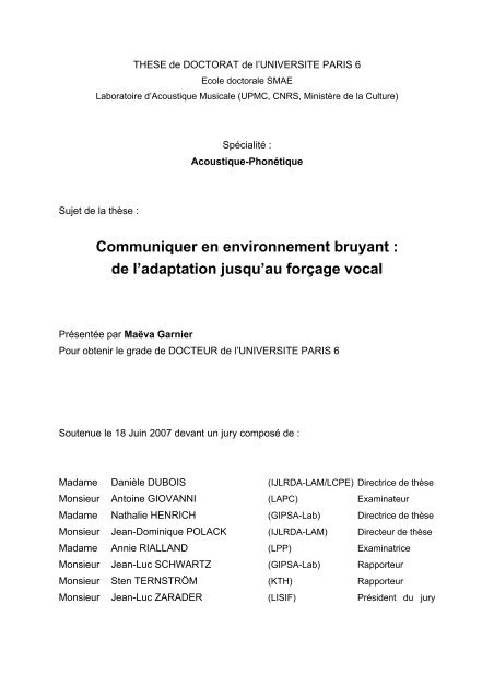 Communiquer en environnement bruyant - HAL